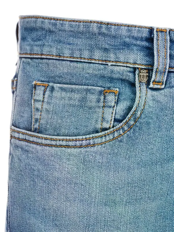 BILLIONAIRE Straight Leg Jeans With Leather Patch