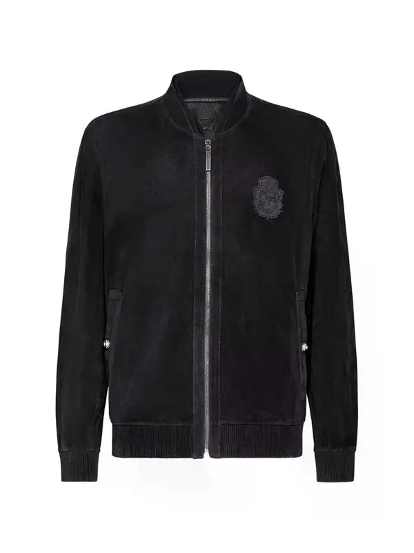 BILLIONAIRE Crest-patch Leather Jacket
