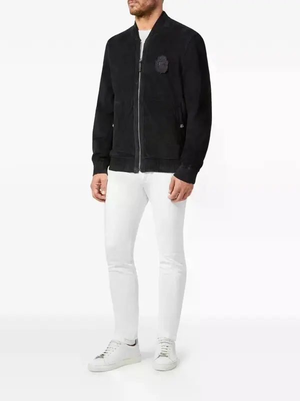 BILLIONAIRE Crest-patch Leather Jacket