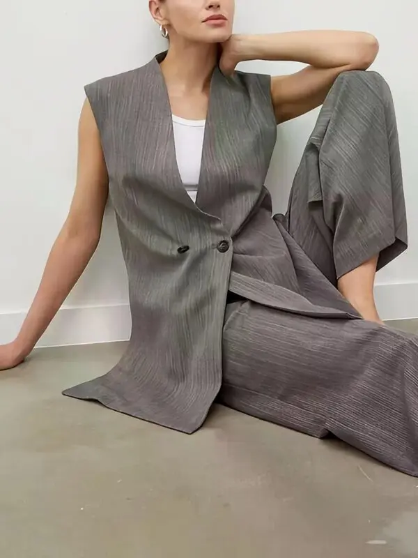 LOVECHILD Striped Double-breasted Waistcoat