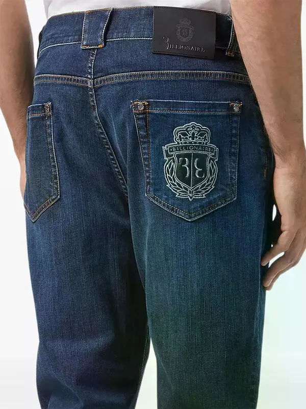 BILLIONAIRE Logo-patch Five-pocket Jeans - Blue