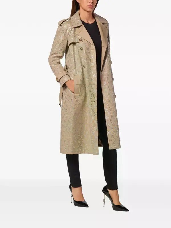 Philipp Plein Monogram Belted Trench Coat