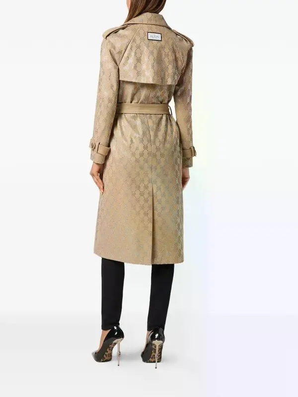 Philipp Plein Monogram Belted Trench Coat