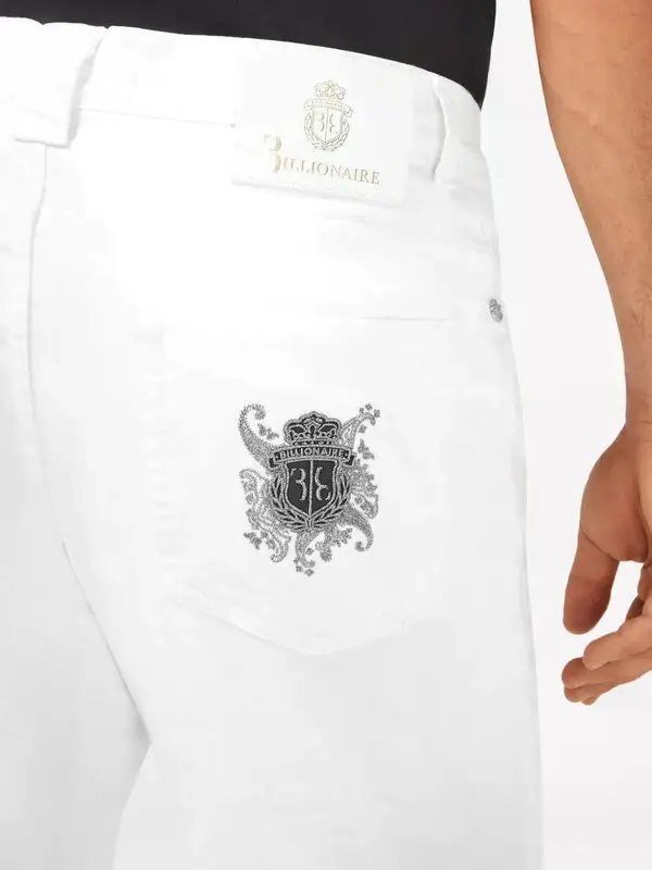 BILLIONAIRE Straight Leg Jeans With Crest Embroidery