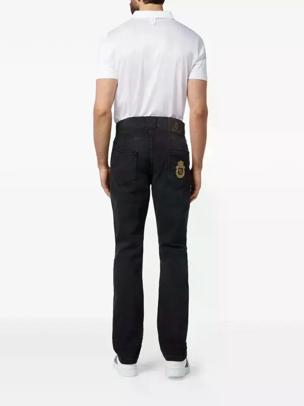 BILLIONAIRE Embroidered Stone-wash Jeans
