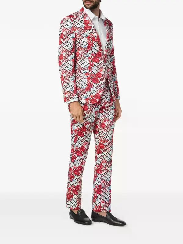 BILLIONAIRE Patterned Slim-fit Blazer - Red