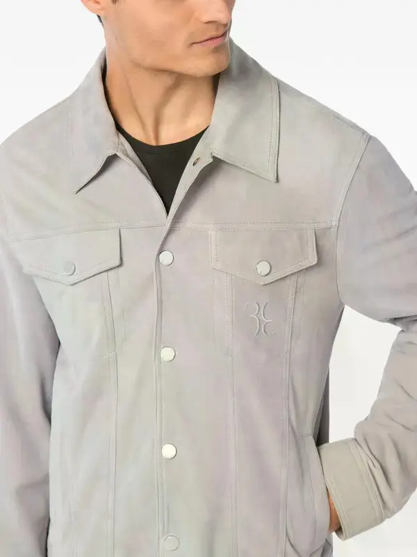 BILLIONAIRE Buttoned Leather Jacket - Grey