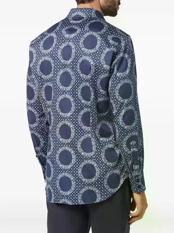 BILLIONAIRE Paisley Poplin Shirt - Blue