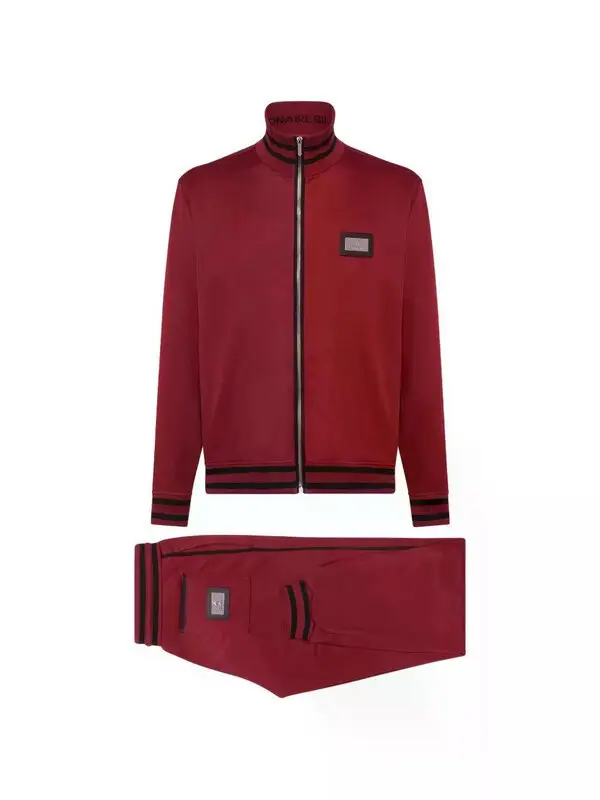 BILLIONAIRE Ribbed Striped Tracksuit Set - Red