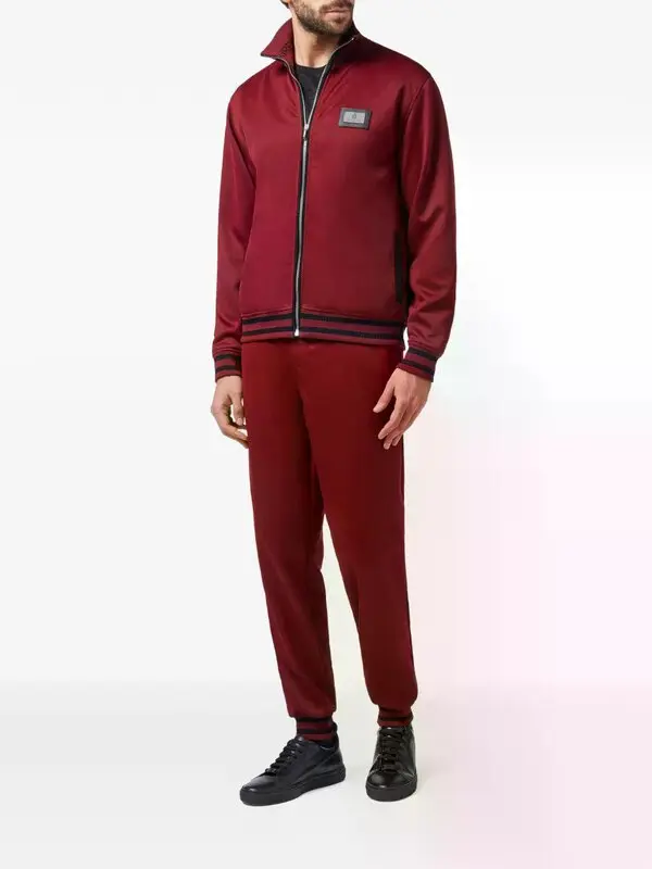 BILLIONAIRE Ribbed Striped Tracksuit Set - Red