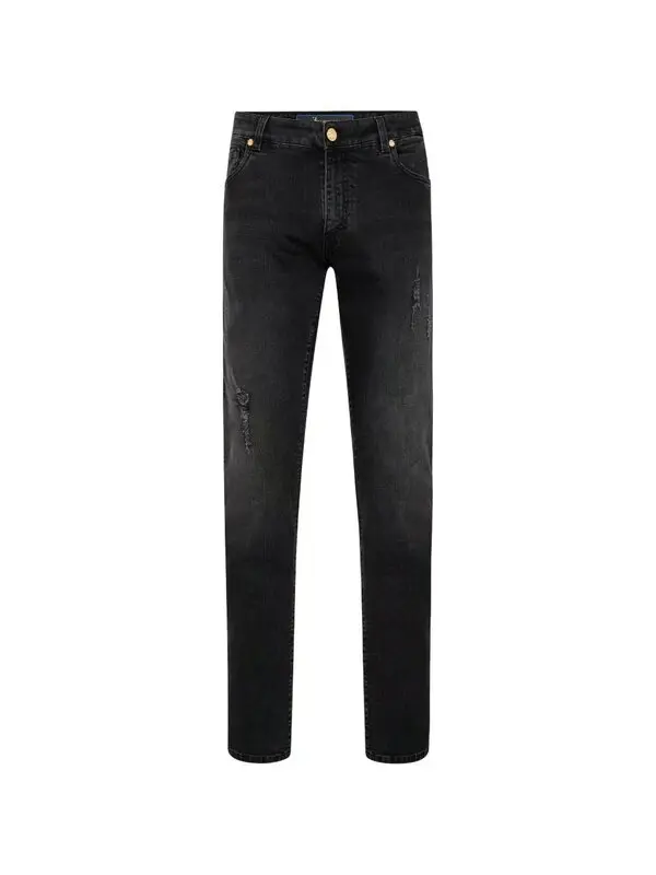 BILLIONAIRE Distressed Straight-leg Cotton Trousers
