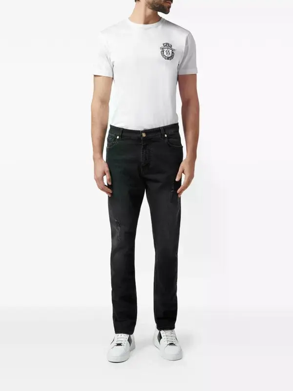 BILLIONAIRE Distressed Straight-leg Cotton Trousers