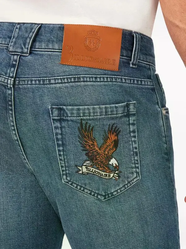 BILLIONAIRE Five-pocket Jeans With Eagle Embroidery - Blue