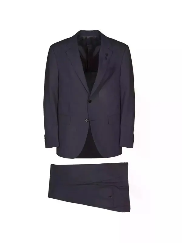 LARDINI Button Pinstripe Suit - Blue