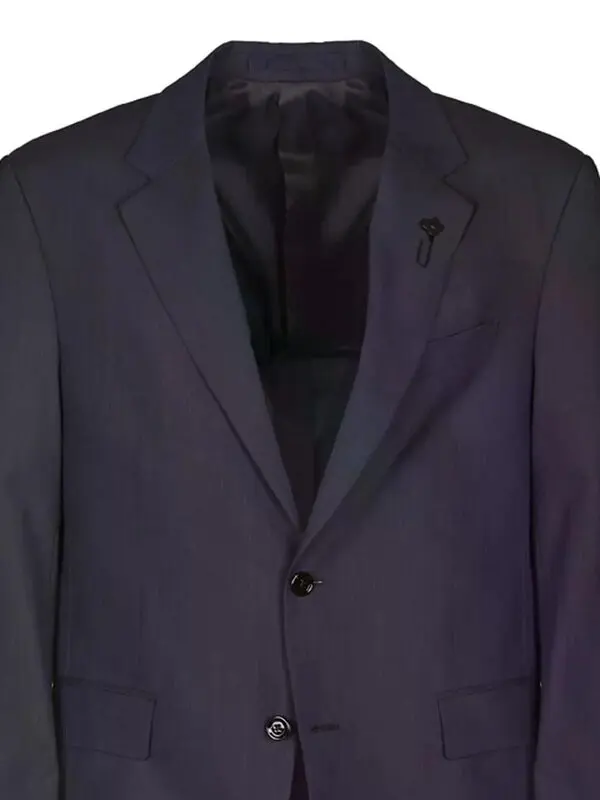 LARDINI Button Pinstripe Suit - Blue