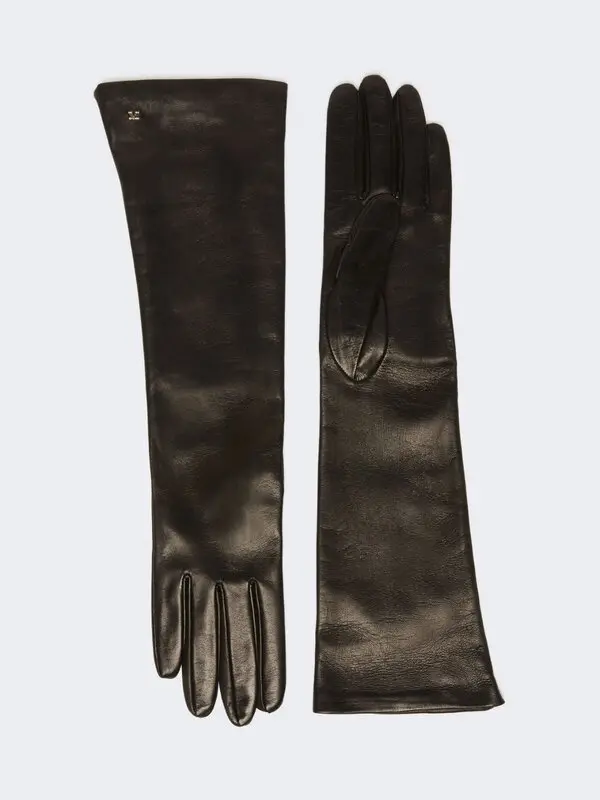 Max Mara Long Nappa Leather Gloves - Black