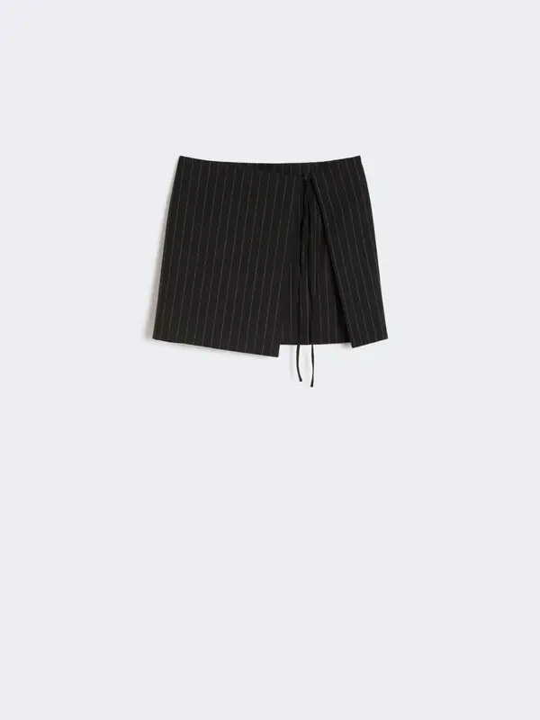 Max Mara Pinstripe Gabardine Mini Skirt - Black
