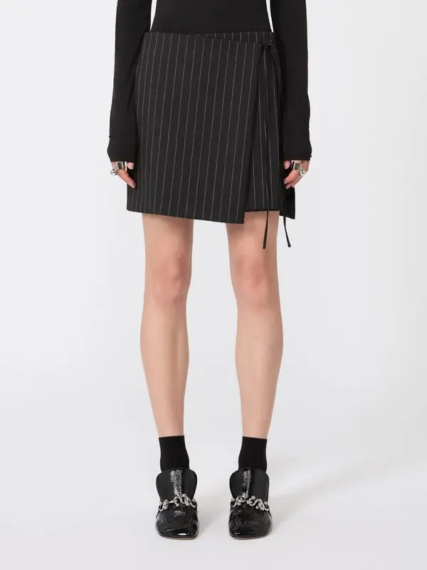 Max Mara Pinstriped Wrap Mini Skirt