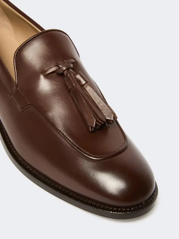 Max Mara Tasselled Leather Loafers - Cocoa