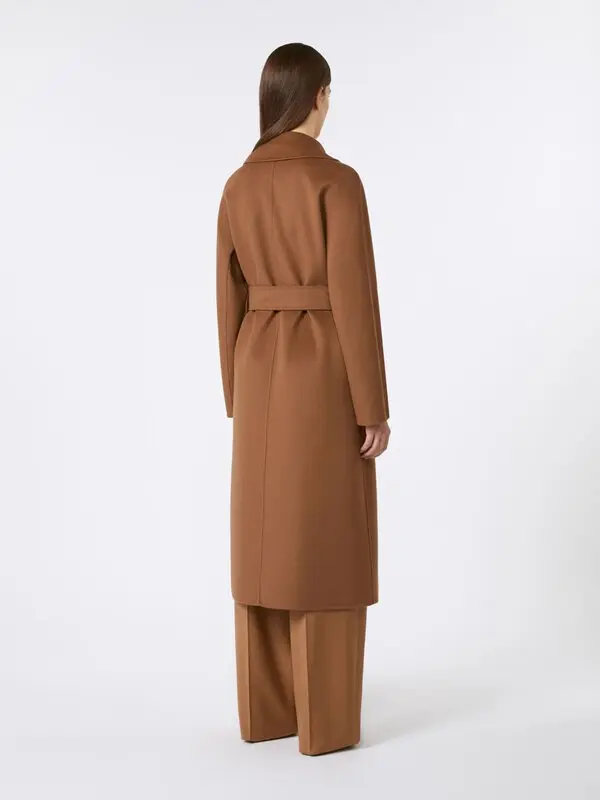 Max Mara Long Wrap Coat In Wool, Cashmere, And Silk - Camel