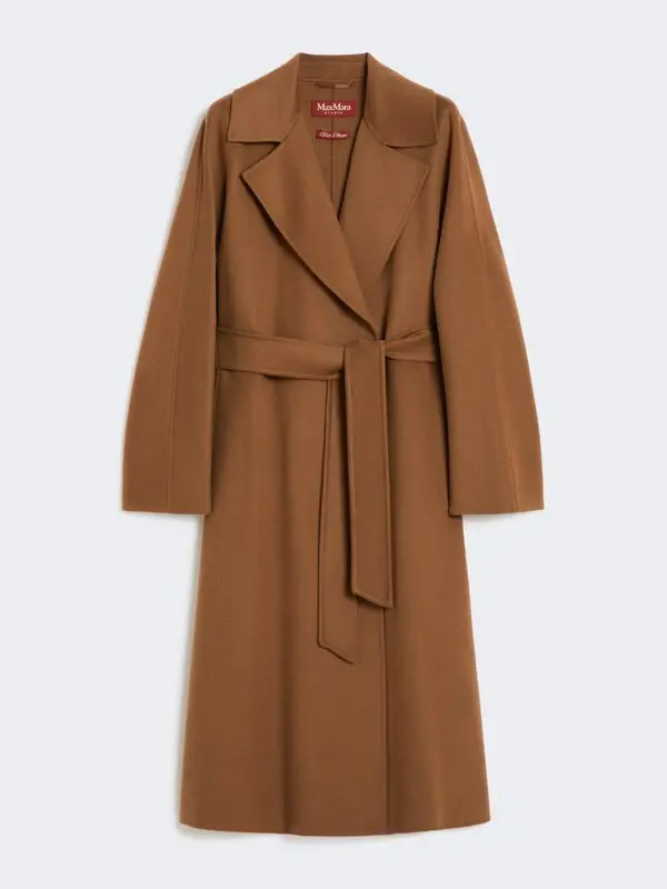 Max Mara Long Wrap Coat In Wool, Cashmere, And Silk - Camel