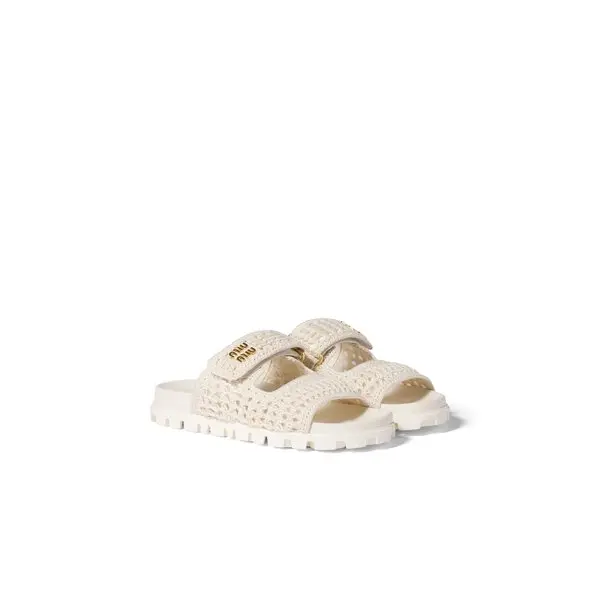 Miu Miu Crochet Sandals - Ivory