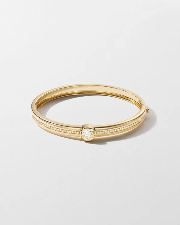 ROXANNE FIRST Round Diamond Bangle Bracelet - Yellow Gold