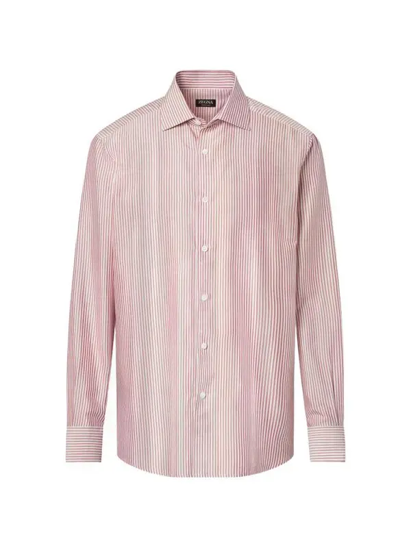 Zegna Striped Silk Shirt - Red