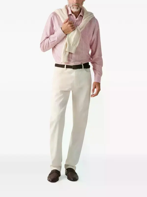 Zegna Striped Silk Shirt - Red