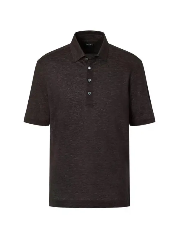 Zegna Dark Brown Oasi Lino Polo Shirt - Grey