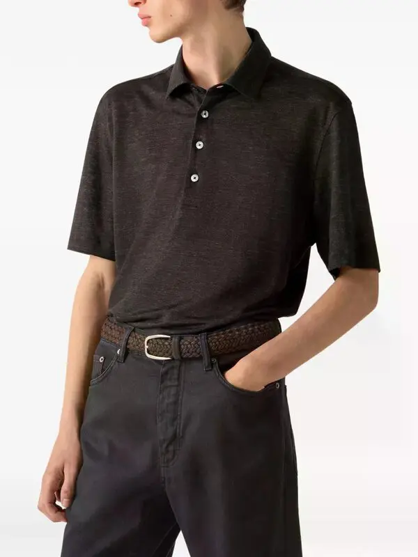 Zegna Dark Brown Oasi Lino Polo Shirt - Grey