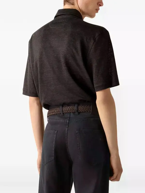 Zegna Dark Brown Oasi Lino Polo Shirt - Grey