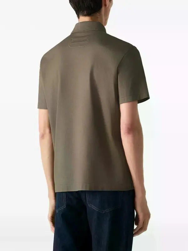 Zegna Dark Taupe Cotton Polo Shirt - Brown