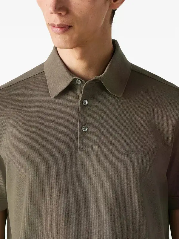 Zegna Dark Taupe Cotton Polo Shirt - Brown
