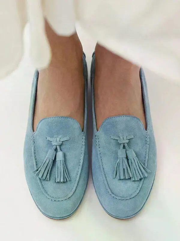 SCAROSSO Anais Suede Loafers - Blue
