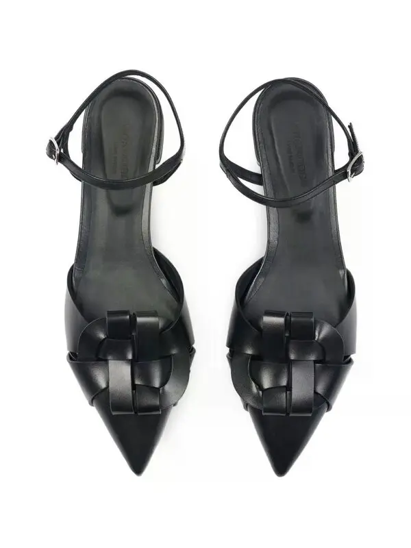 SCAROSSO Amanda Woven Pointed Pumps - Black