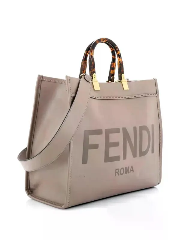 Fendi Sunshine Shopper Leather Medium Tote Bag - Brown
