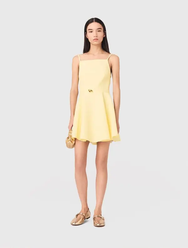 Maje Woman's Viscose Strappy Flared Dress - Pale Yellow