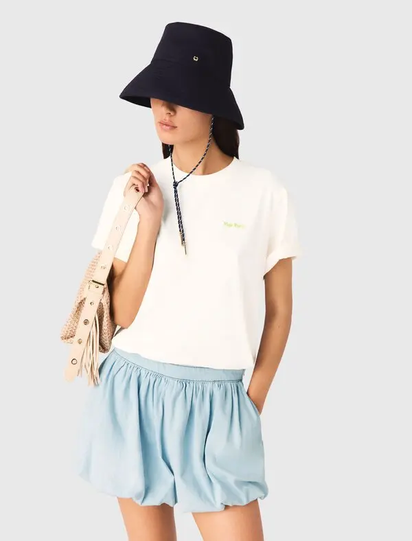 Maje Cotton T-shirt With Graphic Back Print