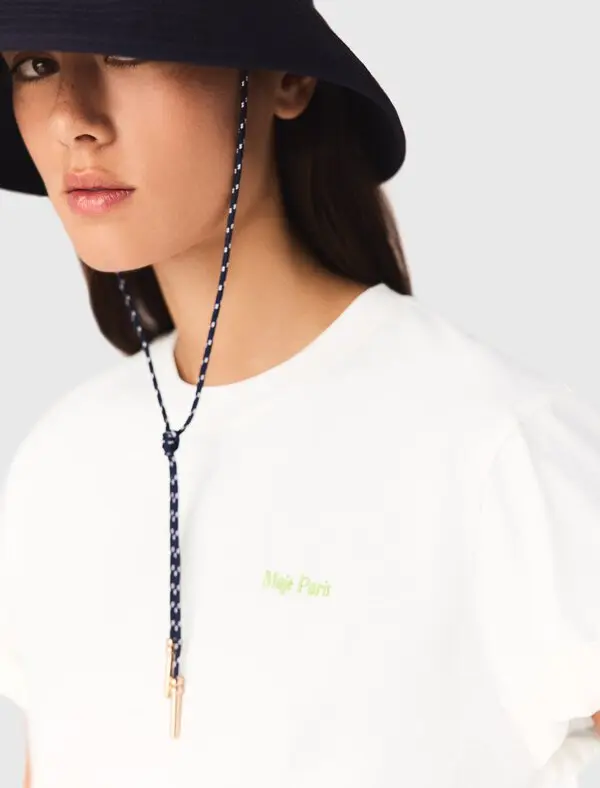 Maje Cotton T-shirt With Graphic Back Print
