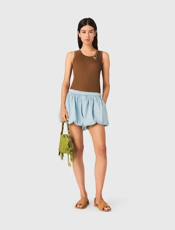 Maje Cotton Chambray Balloon Skort - Blue Sky