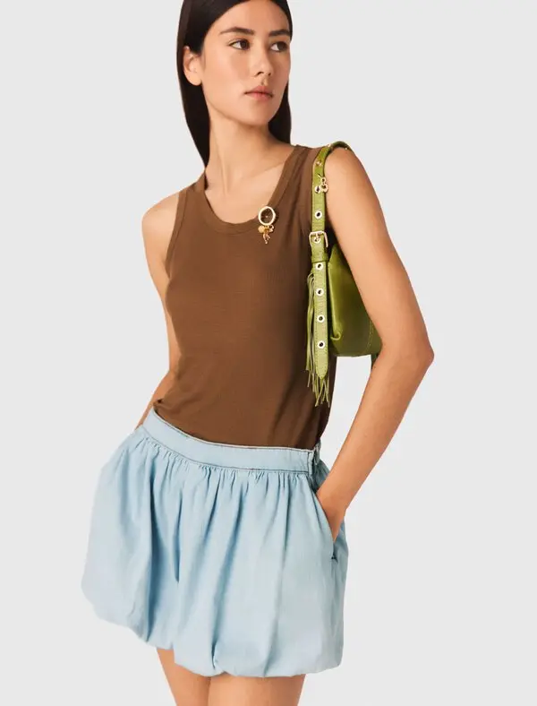 Maje Cotton Chambray Balloon Skort