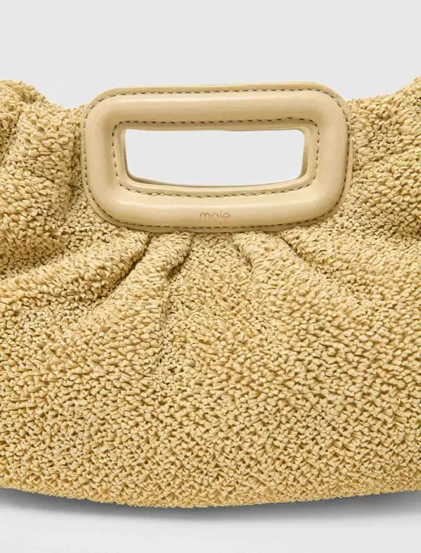 Maje Milpli Bouclé Effect Clutch Bag - Sand