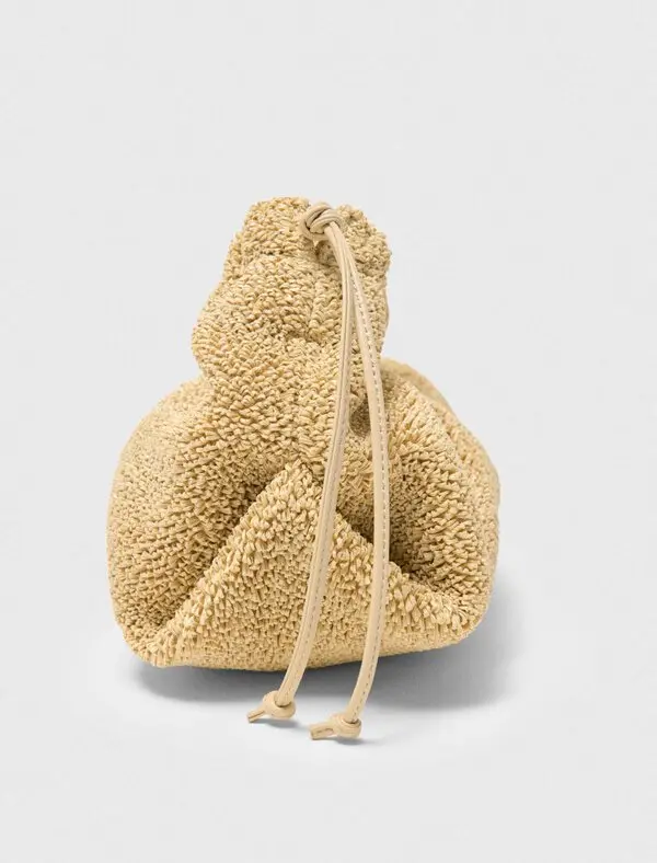 Maje Milpli Bouclé Effect Clutch Bag - Sand