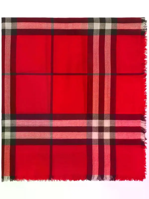 Burberry Check Wool Scarf - Red