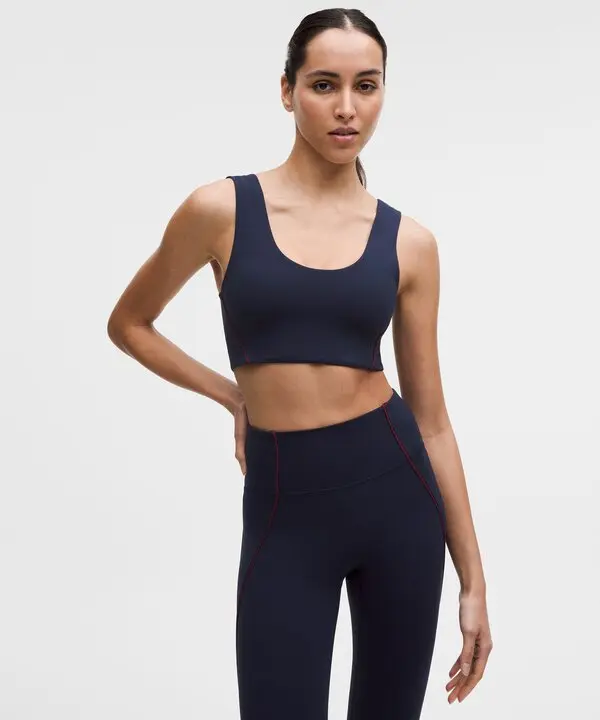 Lululemon Wunder Train Piped Sports Bra - True Navy/burgundy Bay