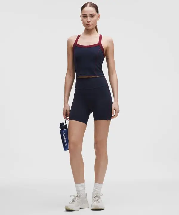Lululemon Wunder Train No-line Piped High-rise 6" Short - True Navy/burgundy Bay