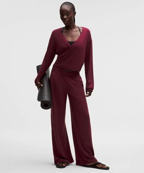 Lululemon Becalm Mid-rise Wide-leg Pant - Burgundy Bay