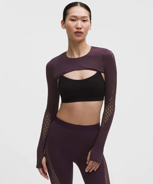Lululemon Revealknit Interlace Long-sleeve Shrug - Black Plum