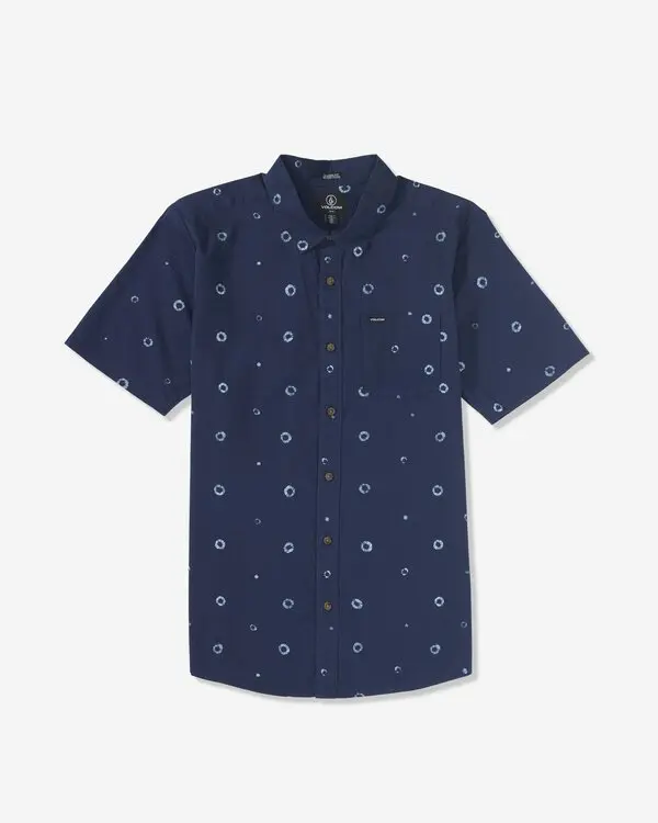 Volcom Scaler Stone Woven Short Sleeve Shirt - Dark Navy